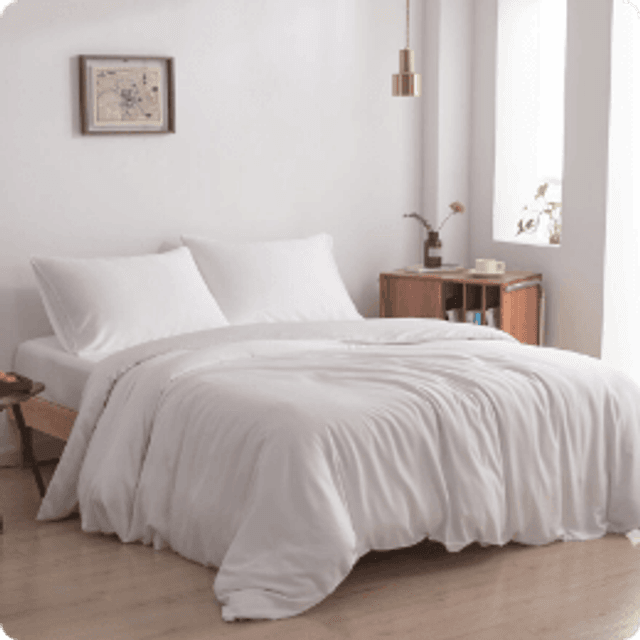 Dekbedovertrek Coco White 140x220 instopstrook Premium - Boomba Bamboo